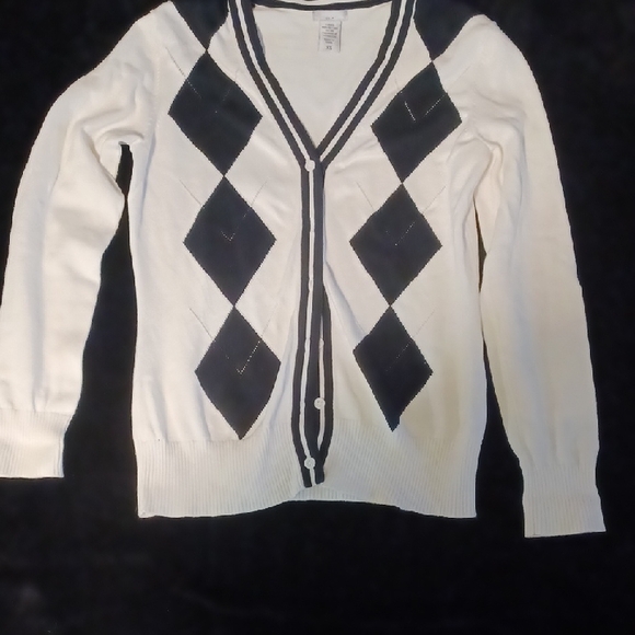Izod | Sweaters | Izod Womens Argyle Vneck Cardigan Black And White ...